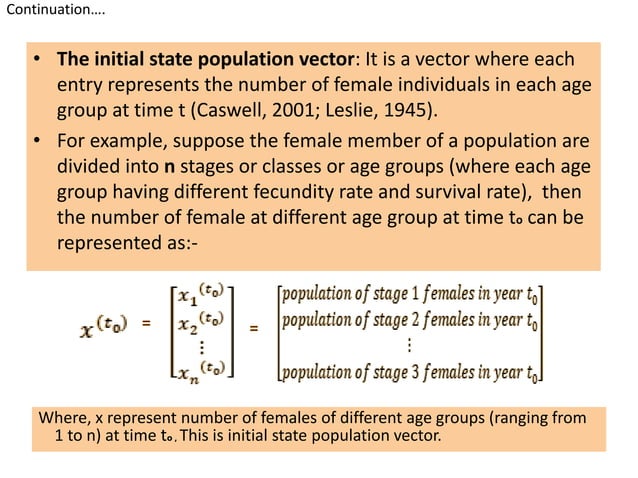 Importance of Leslie Matrix and age distribution towards population ...