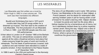 Les miserable anaylsis | PPTX | Musicals | Genres