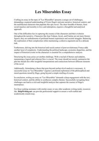 Les Miserables Essay.pdf | Fiction | Books and Literature