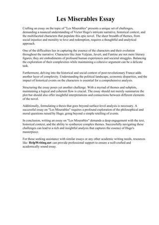 Les Miserables Essay | PDF