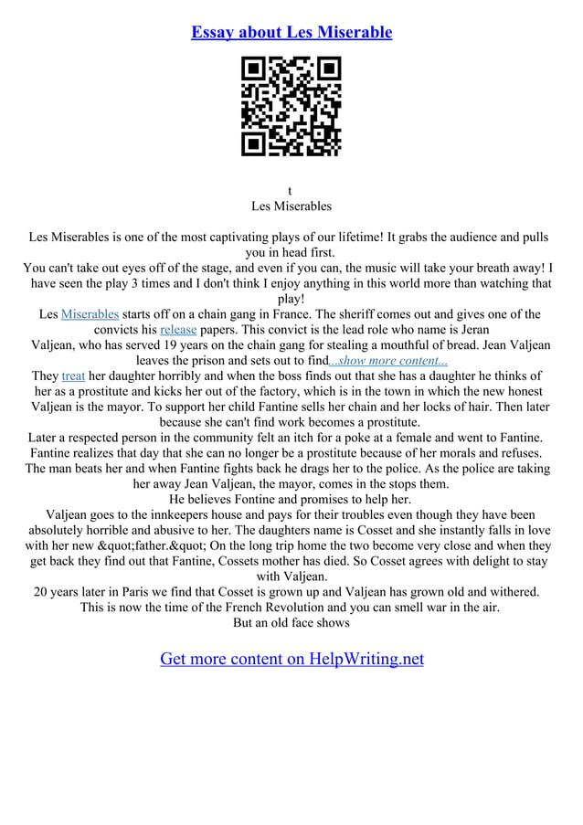 Les Miserables Essays | PDF | Christianity | Religion & Spirituality
