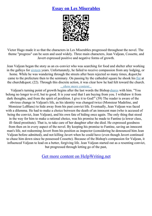Les Miserables Essays | PDF | Christianity | Religion & Spirituality