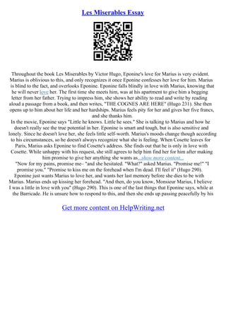Les Miserables Essays | PDF | Christianity | Religion & Spirituality
