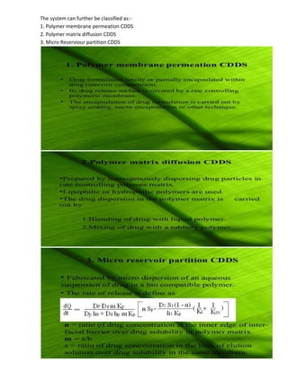 SUSTAINED RELEASE (SR) AND CONTROLLED RELEASE (CR) DRUG DELIVERY ...