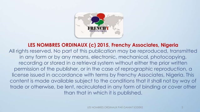 Les Nombres Ordinaux by Ganiat Sodeke | PPTX