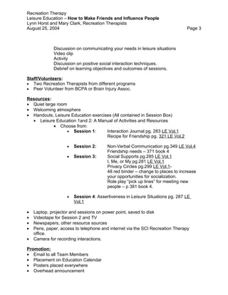 Leisure Education: Social Skills and Communication | DOC