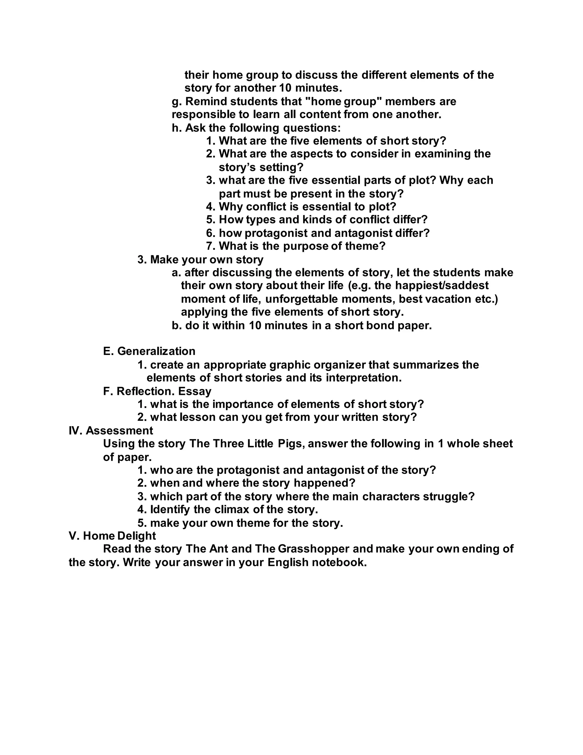 Leson plan in english(elements) | DOCX