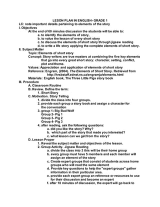 Leson plan in english(elements) | DOCX