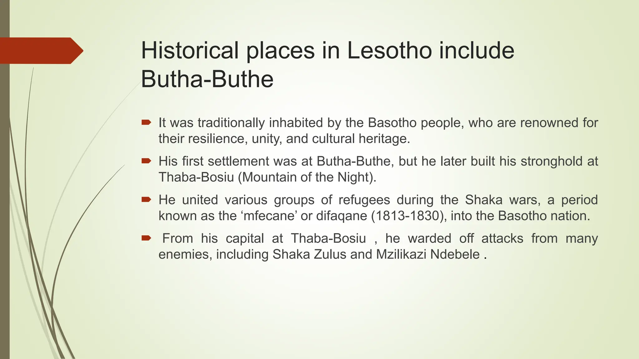 Events and places which hold Lesotho's history | PPTX