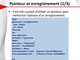 Cours algo: Les pointeurs | PPTX