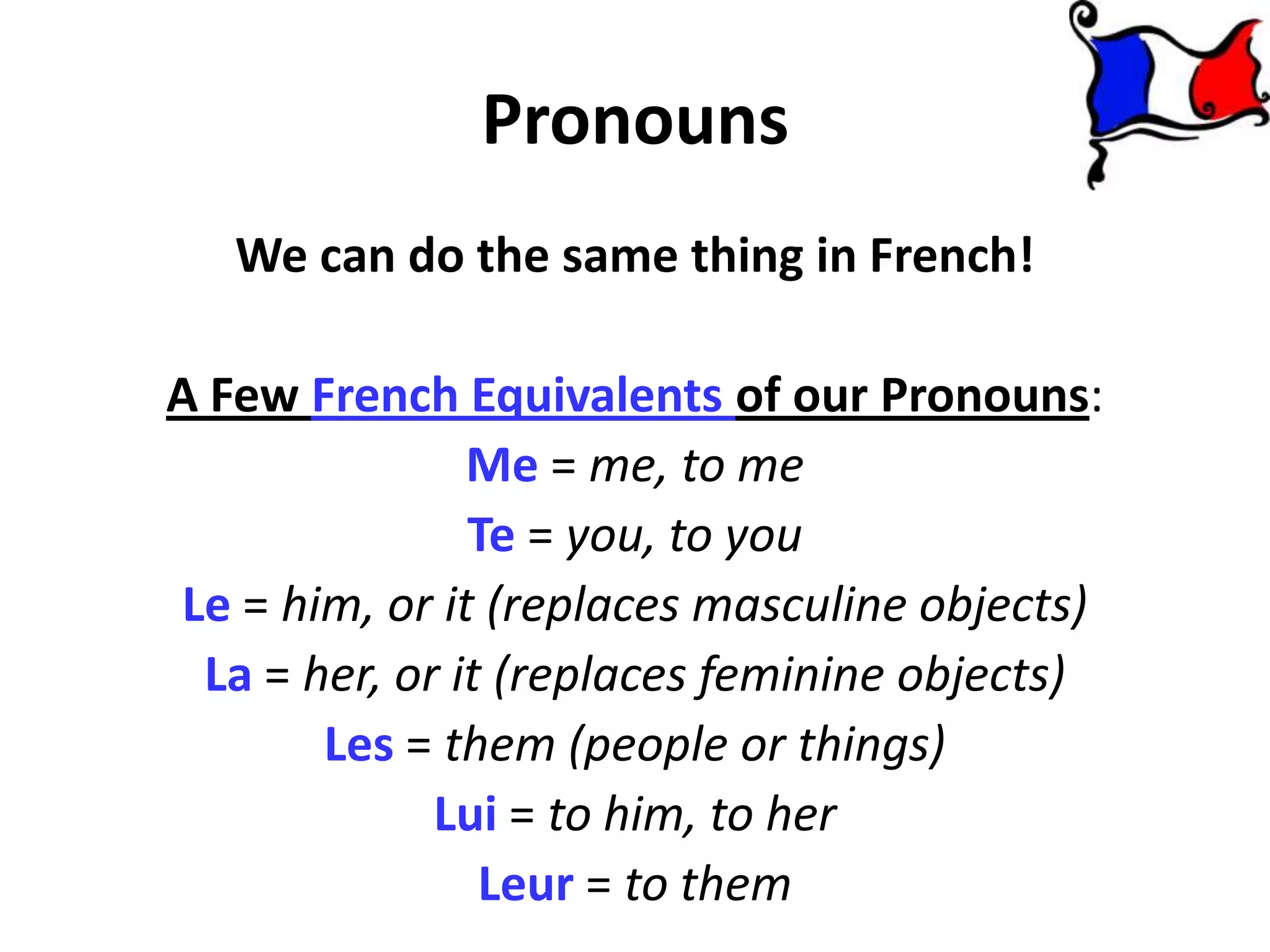Les Pronoms / Object Pronouns | PPT