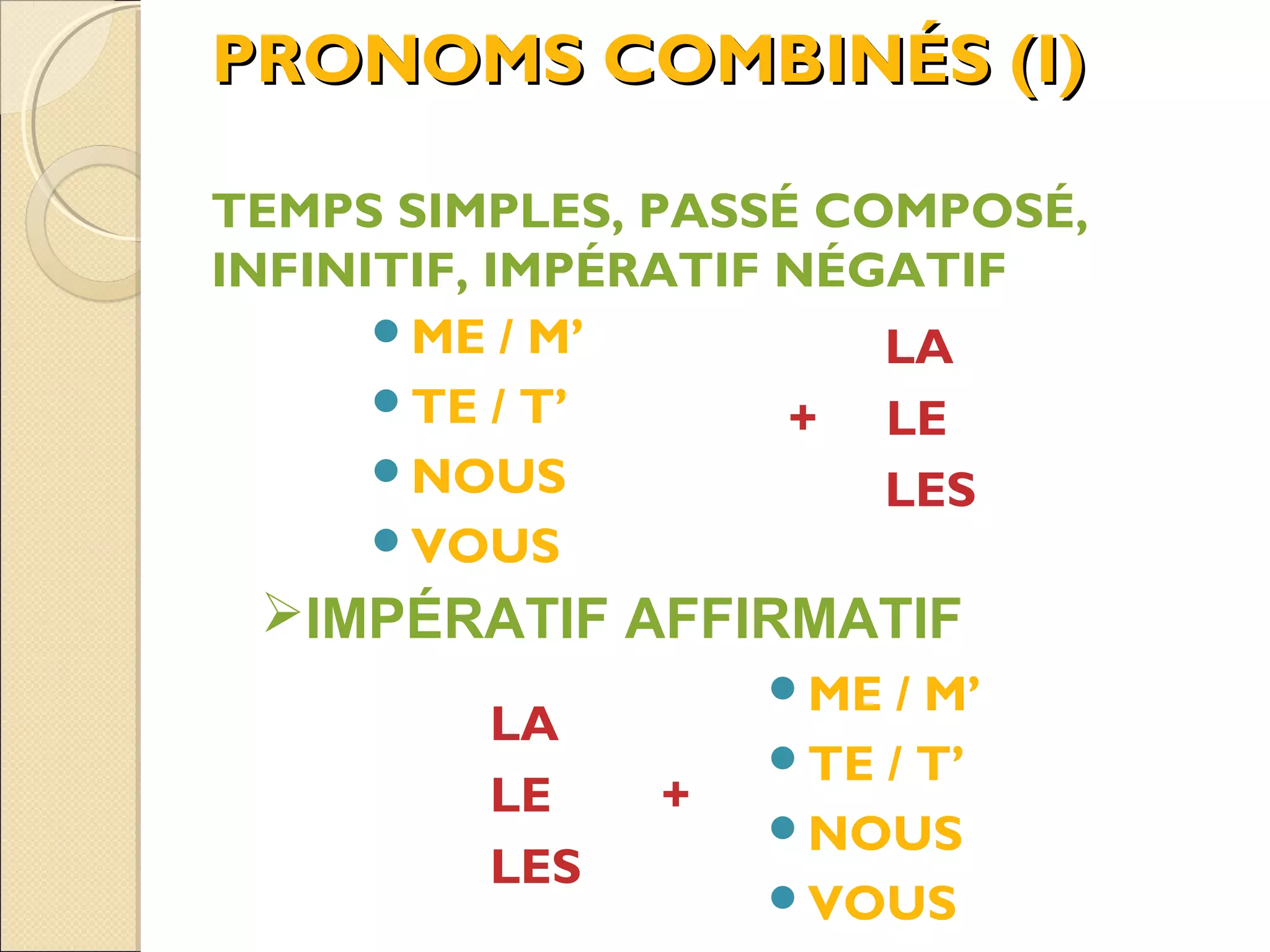 La place des pronoms COI et COD | PPT