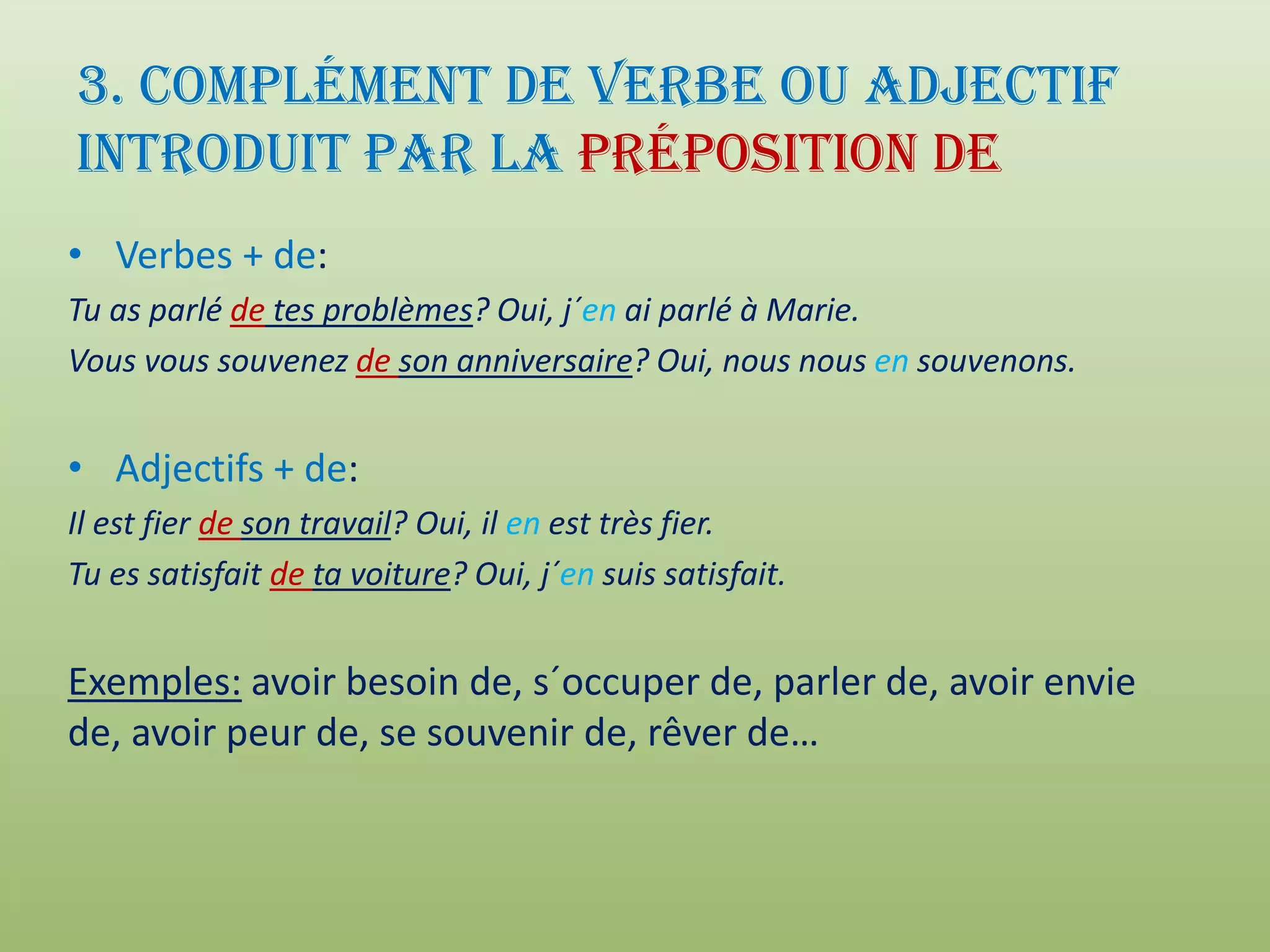 Les pronoms en et y | PPT