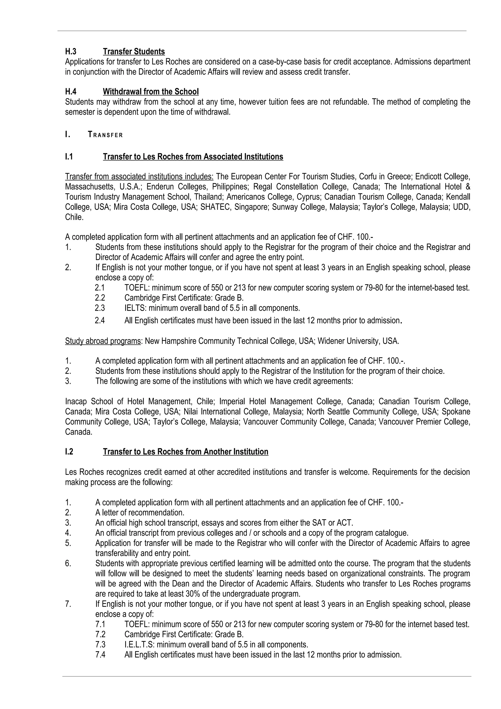 Les Roches Academic Catalogue | PDF