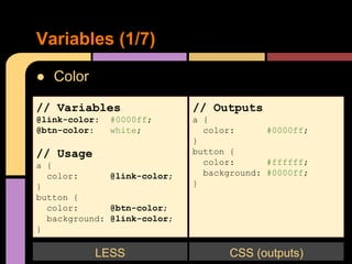 LESS CSS Pre-processor | PPT