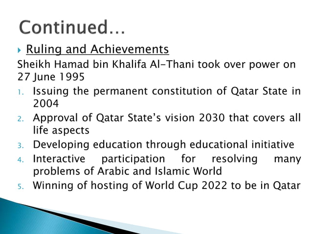 Less .2 Rulers of State Qatar and their most important achievements | PPTX