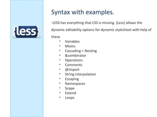 LESS CSS | PPT