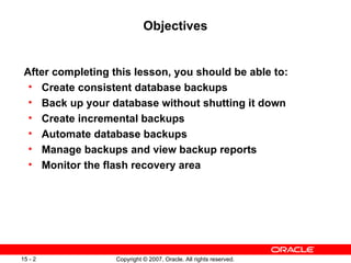 Less15 Backups | PPT | Databases | Computer Software and Applications