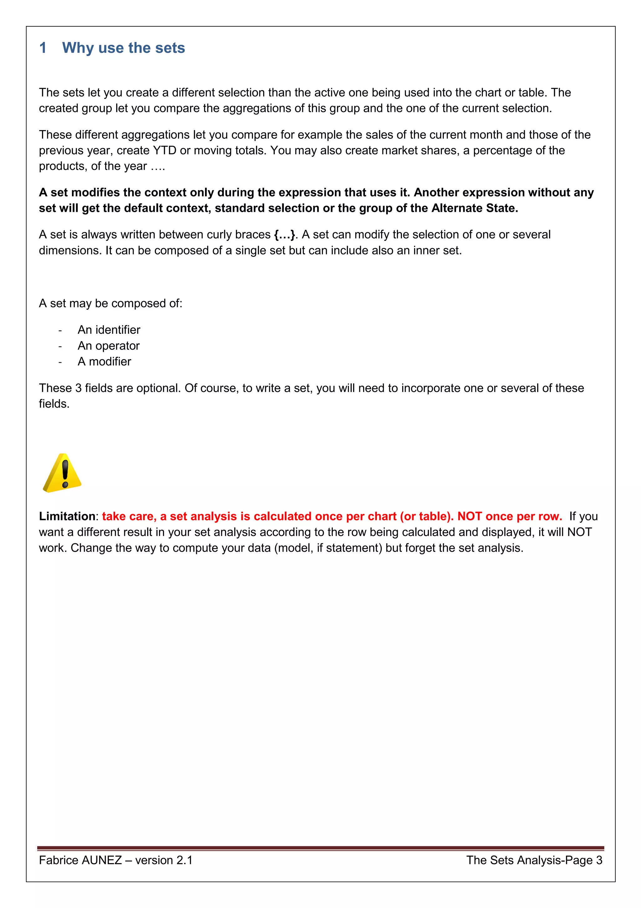 set analysis QLIKSENSE | PDF