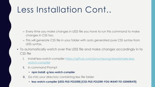 LESS(CSS Pre Processor) introduction | PDF