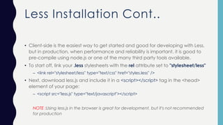 LESS(CSS Pre Processor) introduction | PDF