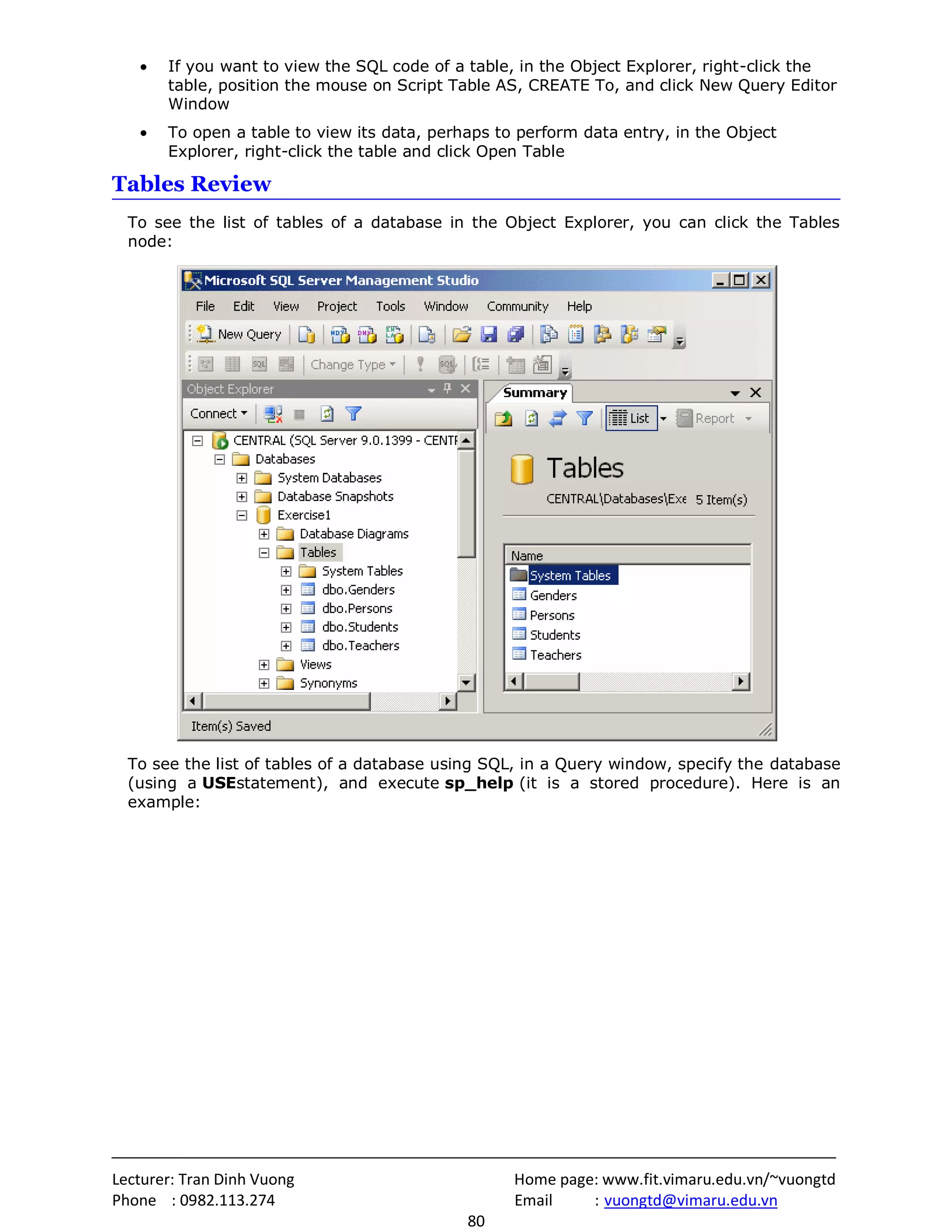 Lession 4 the tables of a database | PDF