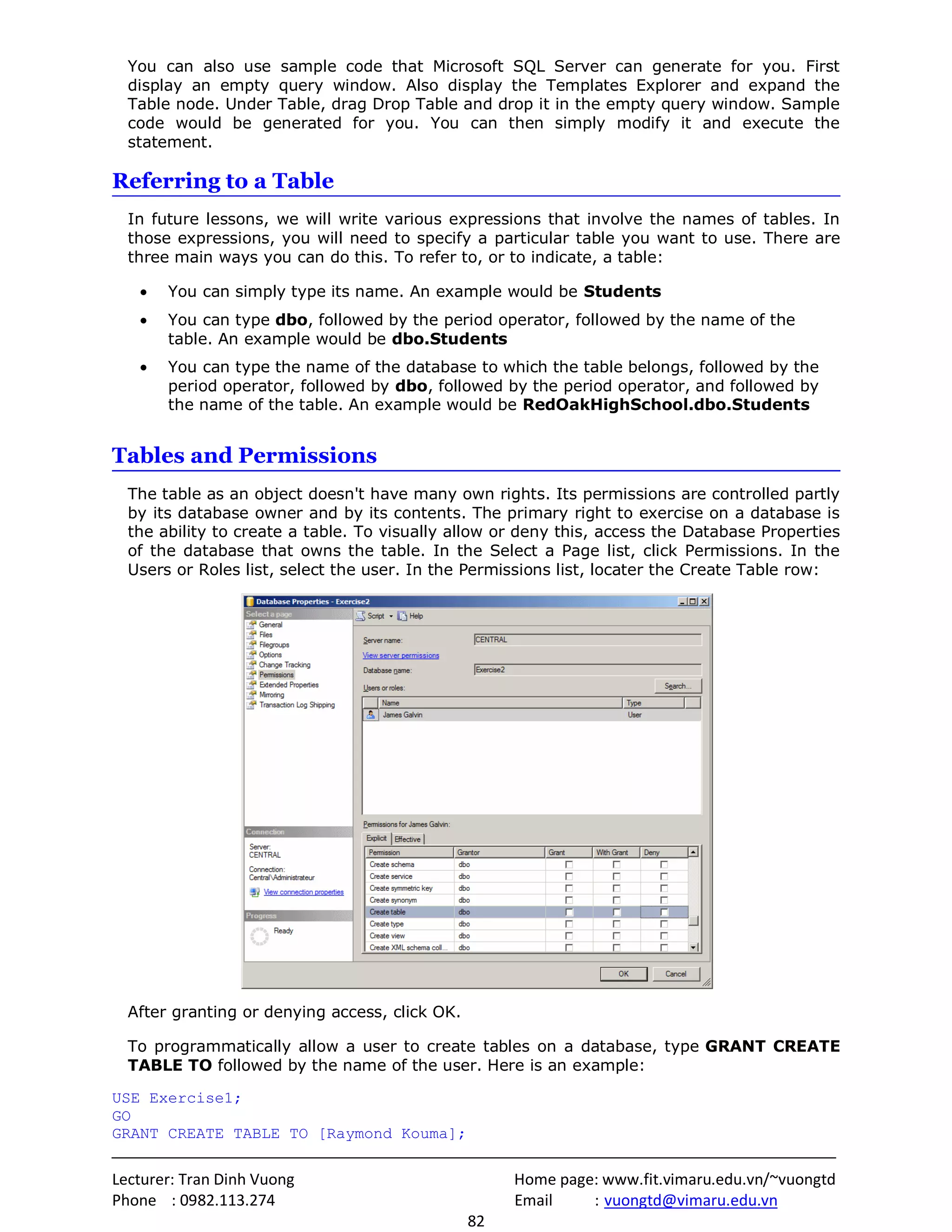 Lession 4 the tables of a database | PDF