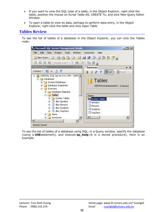 Lession 4 the tables of a database | PDF