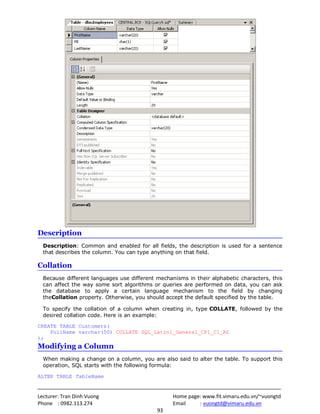 Lession 5 the columns of a table | PDF