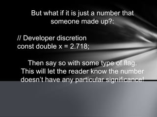 Less Magical Numbers - A coding standard proposal | PPTX | Programming ...