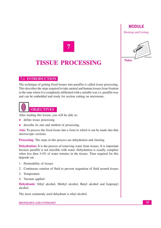Lesson-07.pdf tissue Processing histopathology | PDF | Alcoholic Beverages | Food & Drink