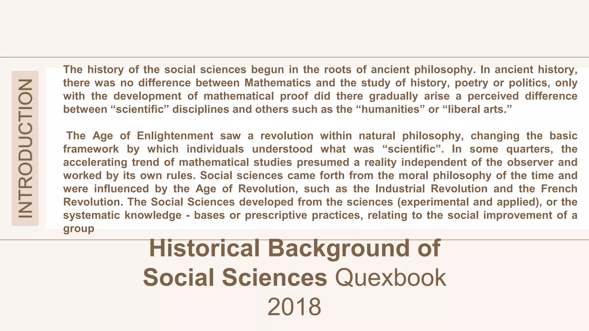 Lesson 1. Introduction to social science with natural sciences and ...