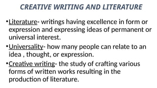 lesson-1 creative writing forms of writing | PPTX