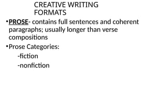 lesson-1 creative writing forms of writing | PPTX