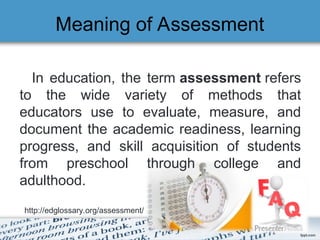 Lesson 1 on What is Assessment and Why is Assessment | PPT