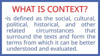 Quarter 1: Lesson 1 - Contexts of Written Texts | PPTX