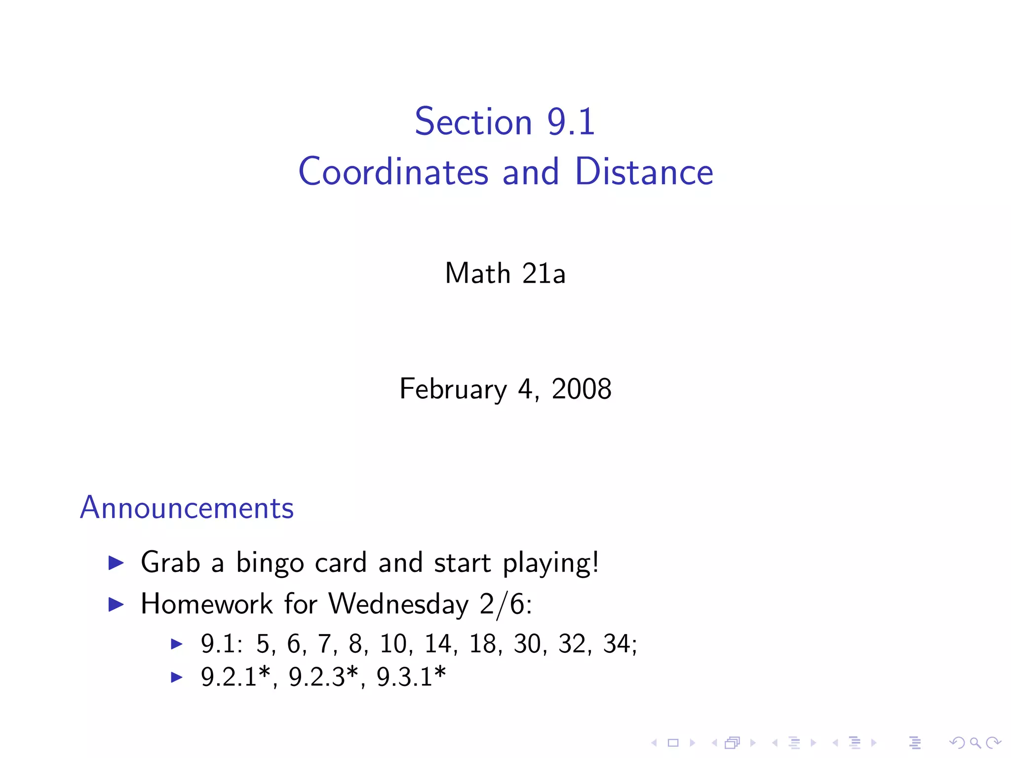 Lesson 1: Coordinates and Distance | PDF