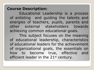 Educational leadership for reporting for education | PPT