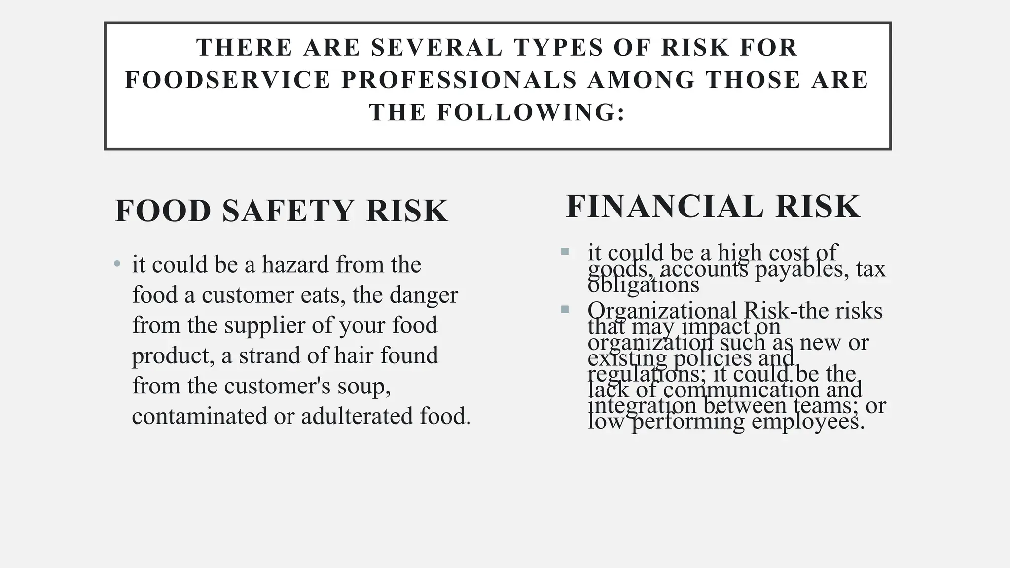 Tour 211. risk management as applied to safety, security and sanitation ...