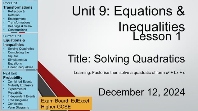 Lesson-1---Solving-Quadratics powerpoint lesson | PPTX