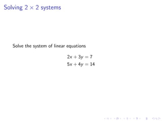 Lesson 1: Systems of Linear Equations (slides) | PDF