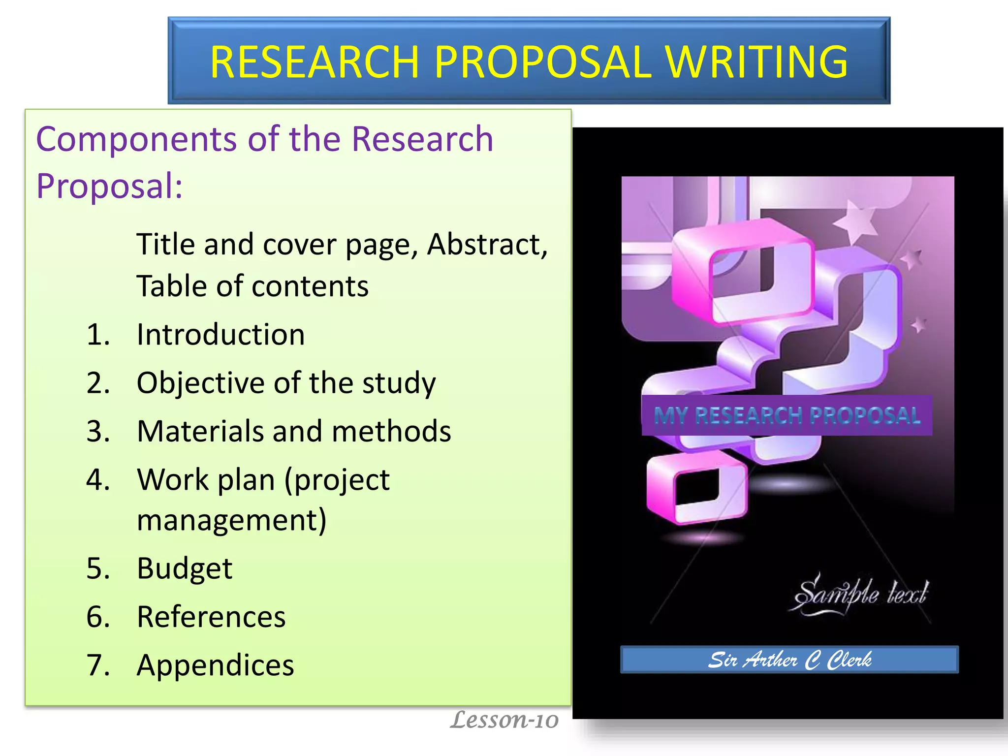 Lesson 10 research proposal writing | PDF