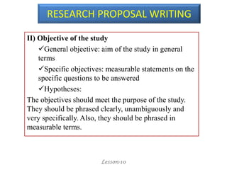 Lesson 10 research proposal writing | PDF