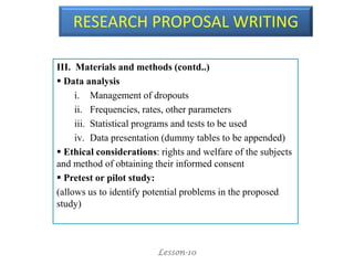 Lesson 10 research proposal writing | PDF