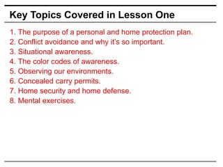 Lesson One: Developing a Personal and Home Protection Plan | PPTX