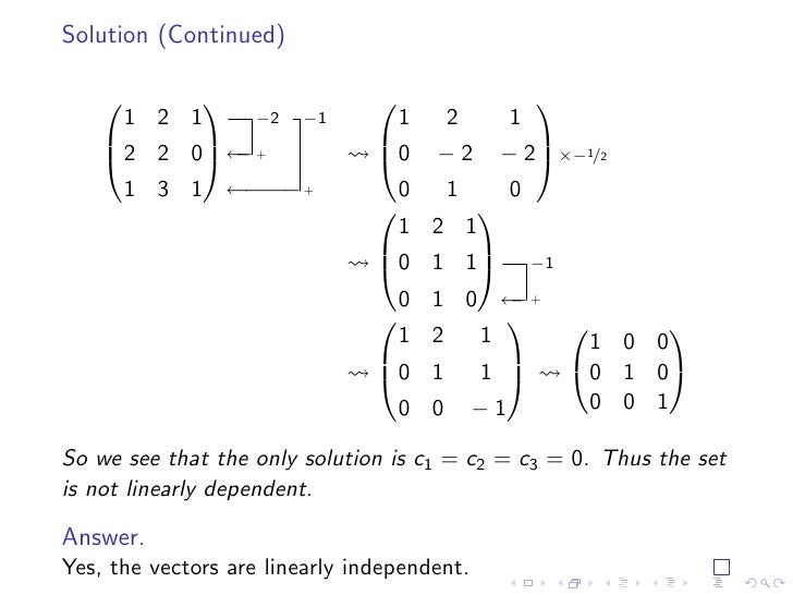 Lesson 12 Linear Independence 