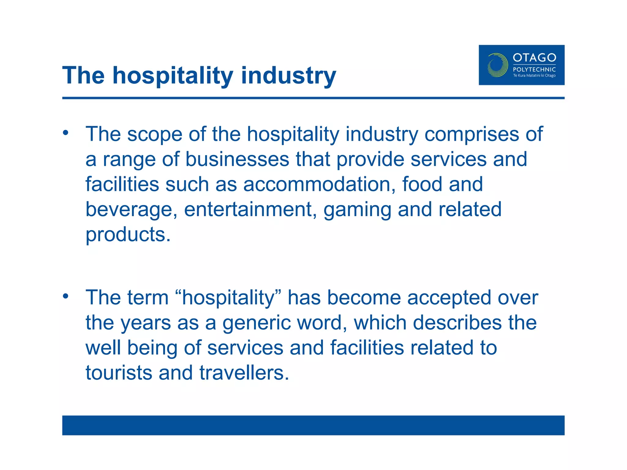 Introduction to Hospitality Industry | PPT