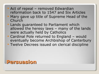 Lesson 14 How Did Mary Try To Restore Catholicism | PPT