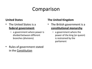 Lesson 15 British And American Governments | PPT