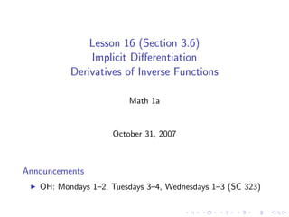 Lesson 16: Implicit Differentiation | PDF | Physics | Science